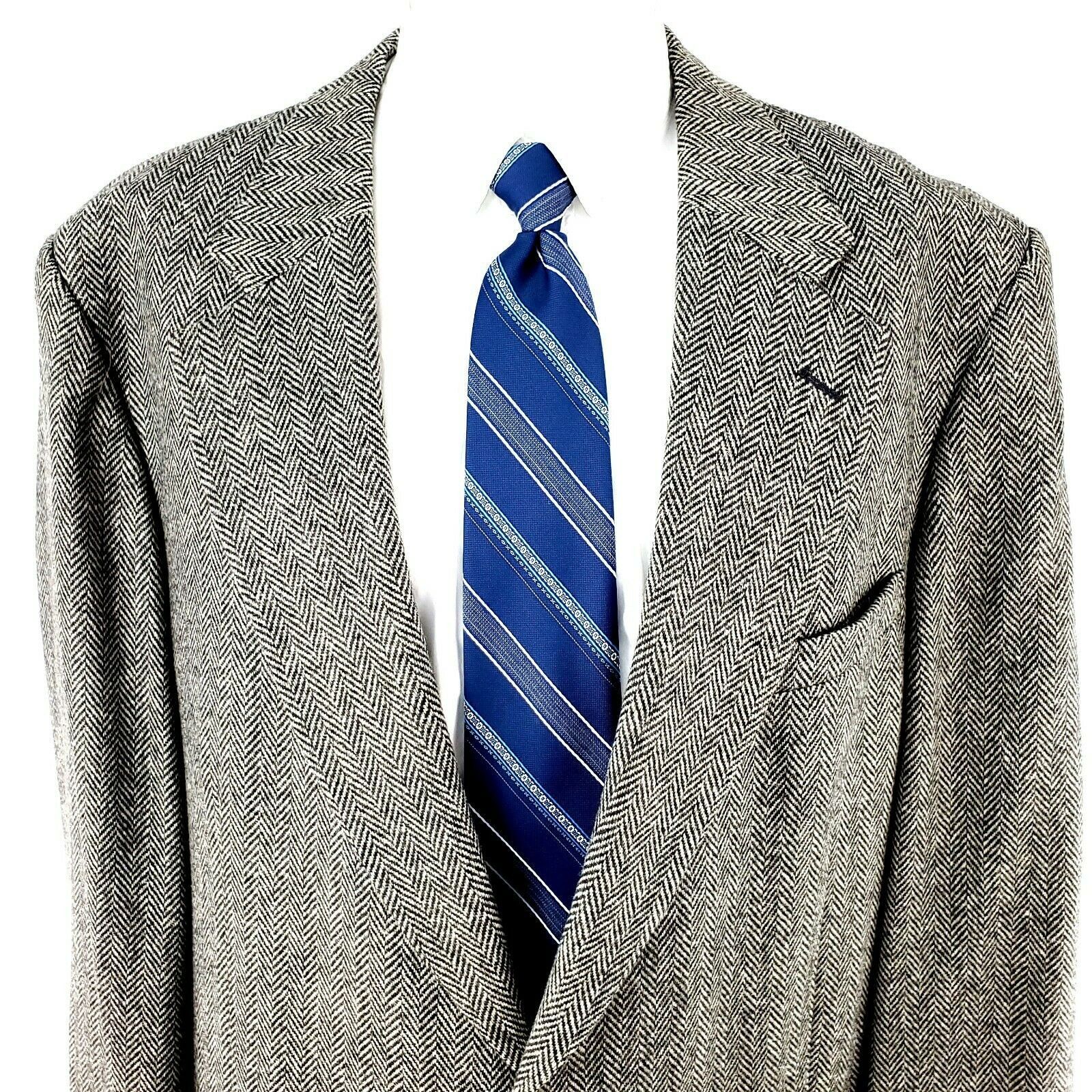 Savile Row Savile Row Tweed Lambswool 2 Button Sport Coat 46L Black ...