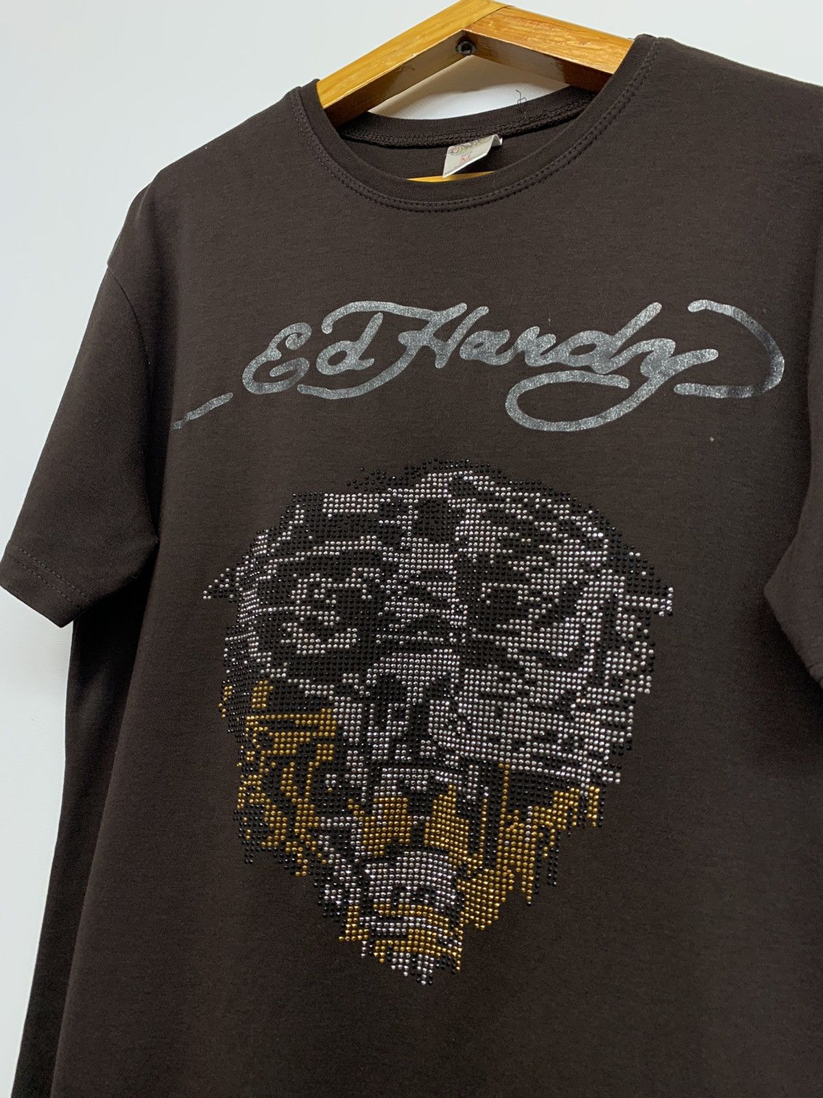 Ed Hardy × Vintage Vintage Rare Brown Ed Hardy Rhinestones 90’s | Grailed