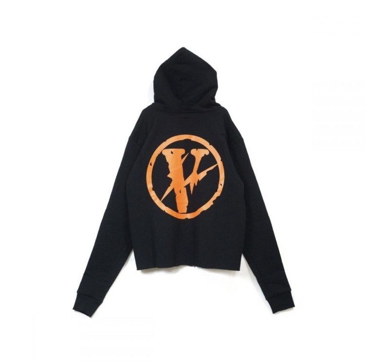 Vlone Vlone x Fragment Friends Hoodie Cropped V Logo Black Orange | Grailed