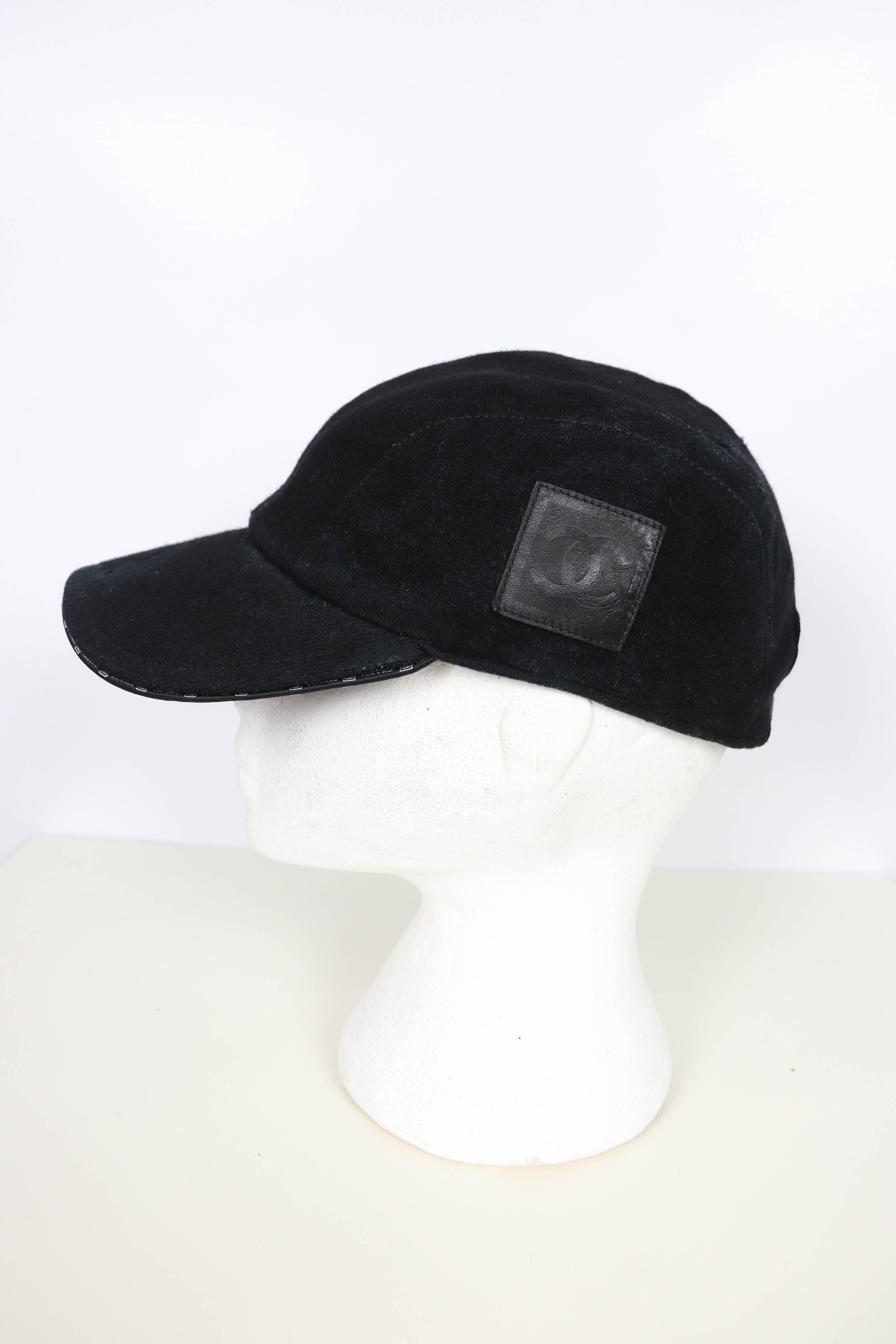 Chanel × Vintage Chanel Vintage Big CC Logo 6-panel Distressed Wool Cap ...