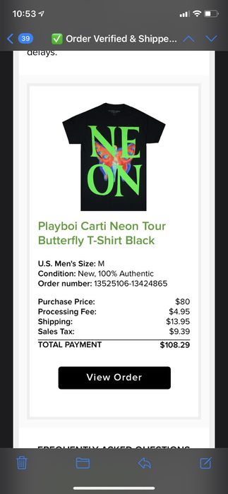 Playboi Carti Playboi Carti Neon Tour Merch T-Shirt | Grailed