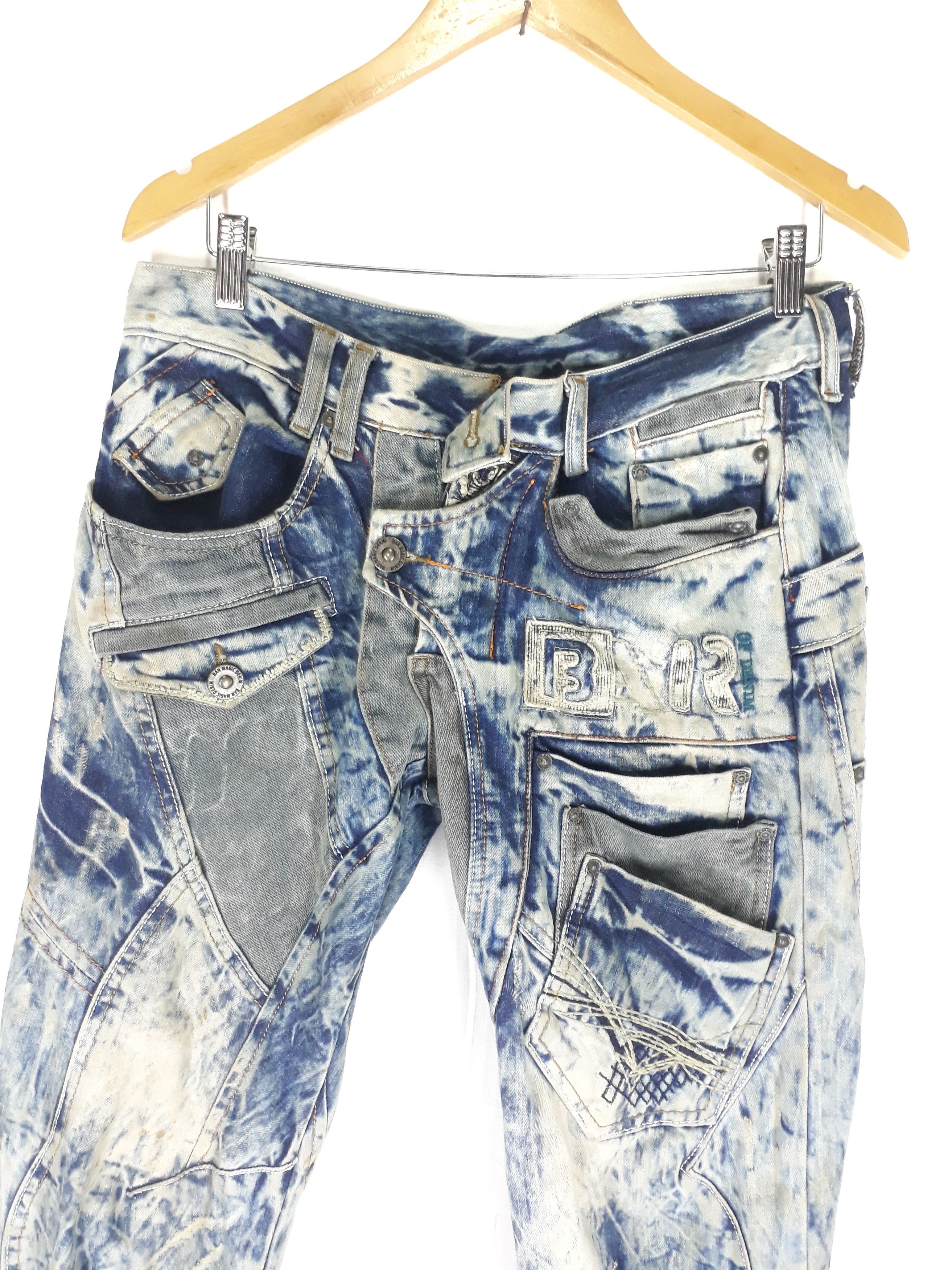 Designer Distressed BAR Faded Patch Work Denim Jeans | Grailed