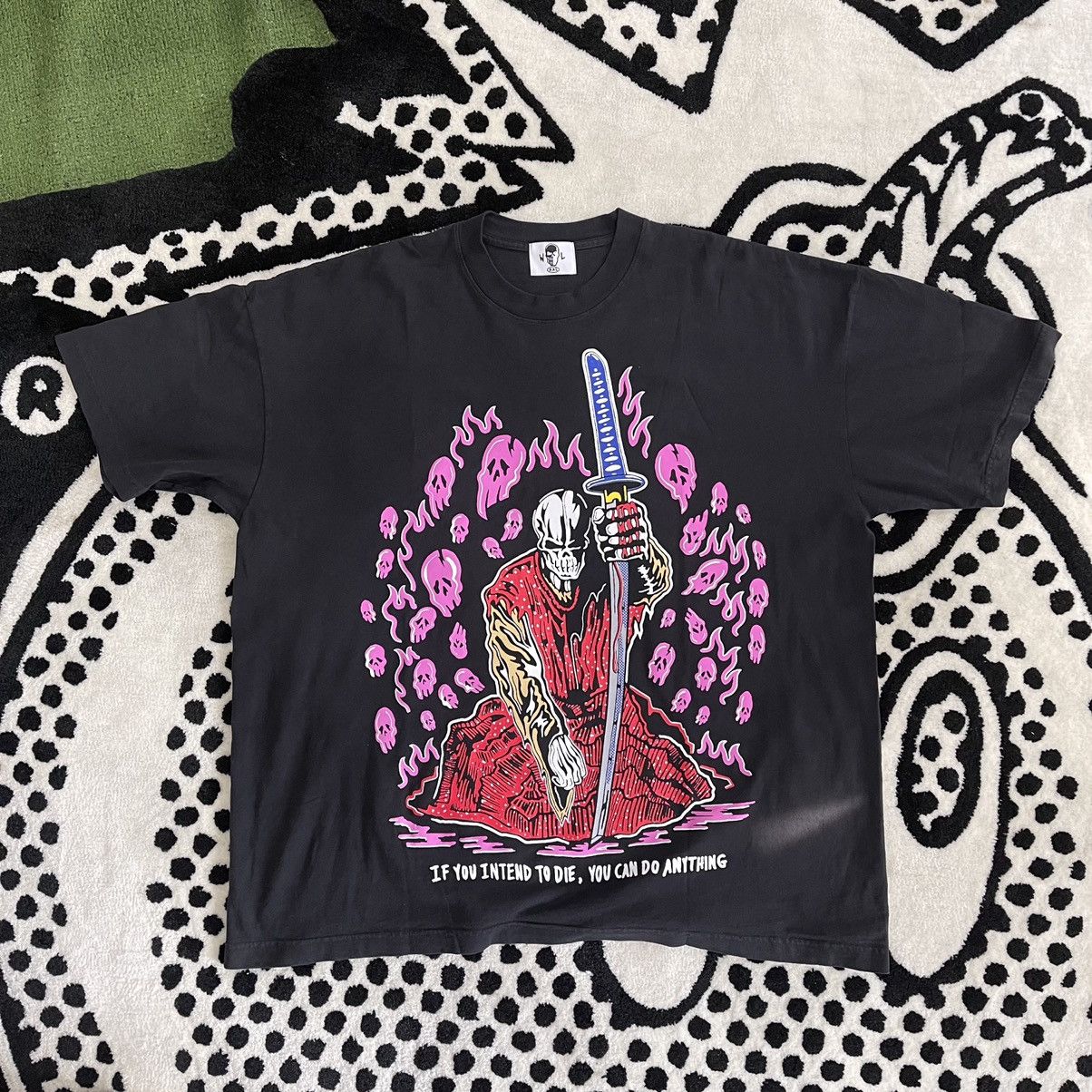 Warren Lotas Warren Lotas Pink Skulls Puff Print Samurai Tee | Grailed