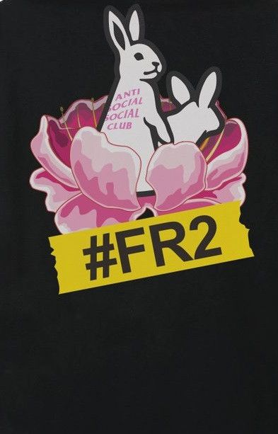 Anti Social Social Club × FR2 DS SS21 Box Logo #FR2 x ASSC Pink Lapin Black Tee MagOC FOG | Grailed