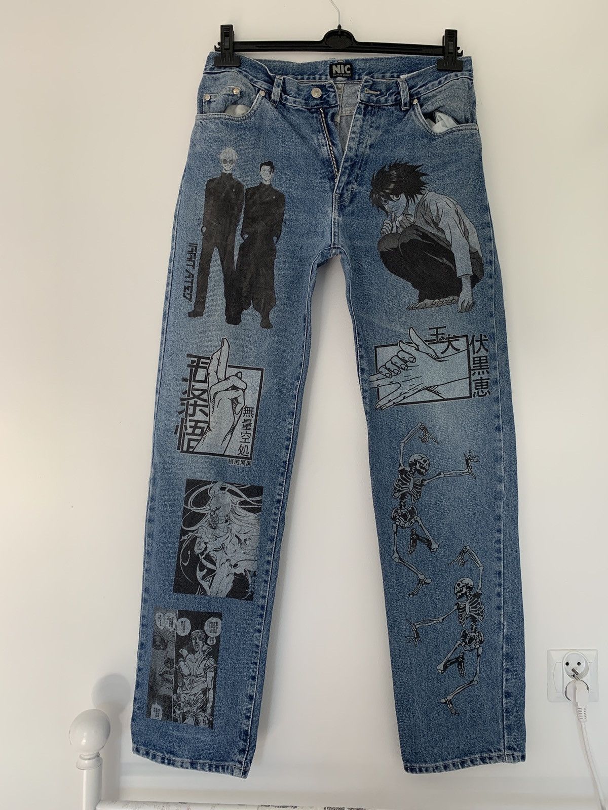 Anime 1/1 ’Trigger Warning’ custom Jujutsu/Death Note anime jeans | Grailed