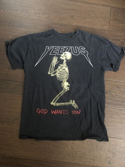 Kanye West God Wants You Praying Skeleton Yeezus Tour Merch Tee | Grailed