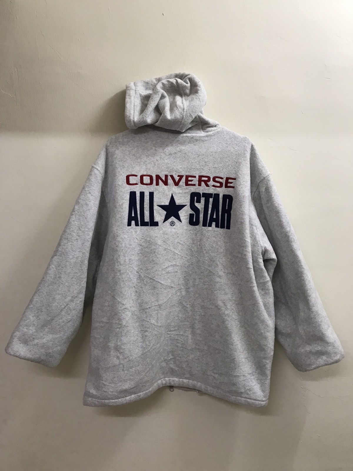 Converse × Vintage Converse Fleece Jacket Big Embroidery Logo Hoodies ...