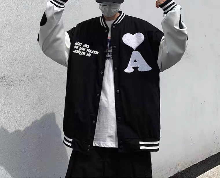 Japanese Brand Trendy A Alphabet Bomber Jacket Varsity Jacket ...