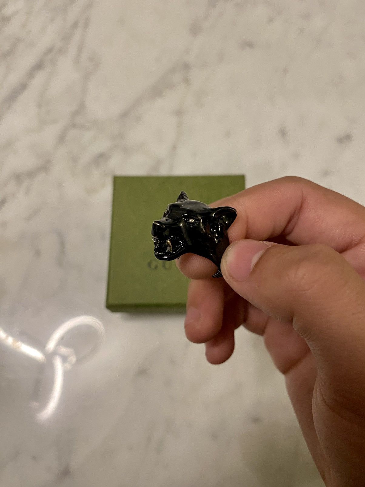 Gucci Gucci Black Enamel Anger Forest Wolf Ring | Grailed