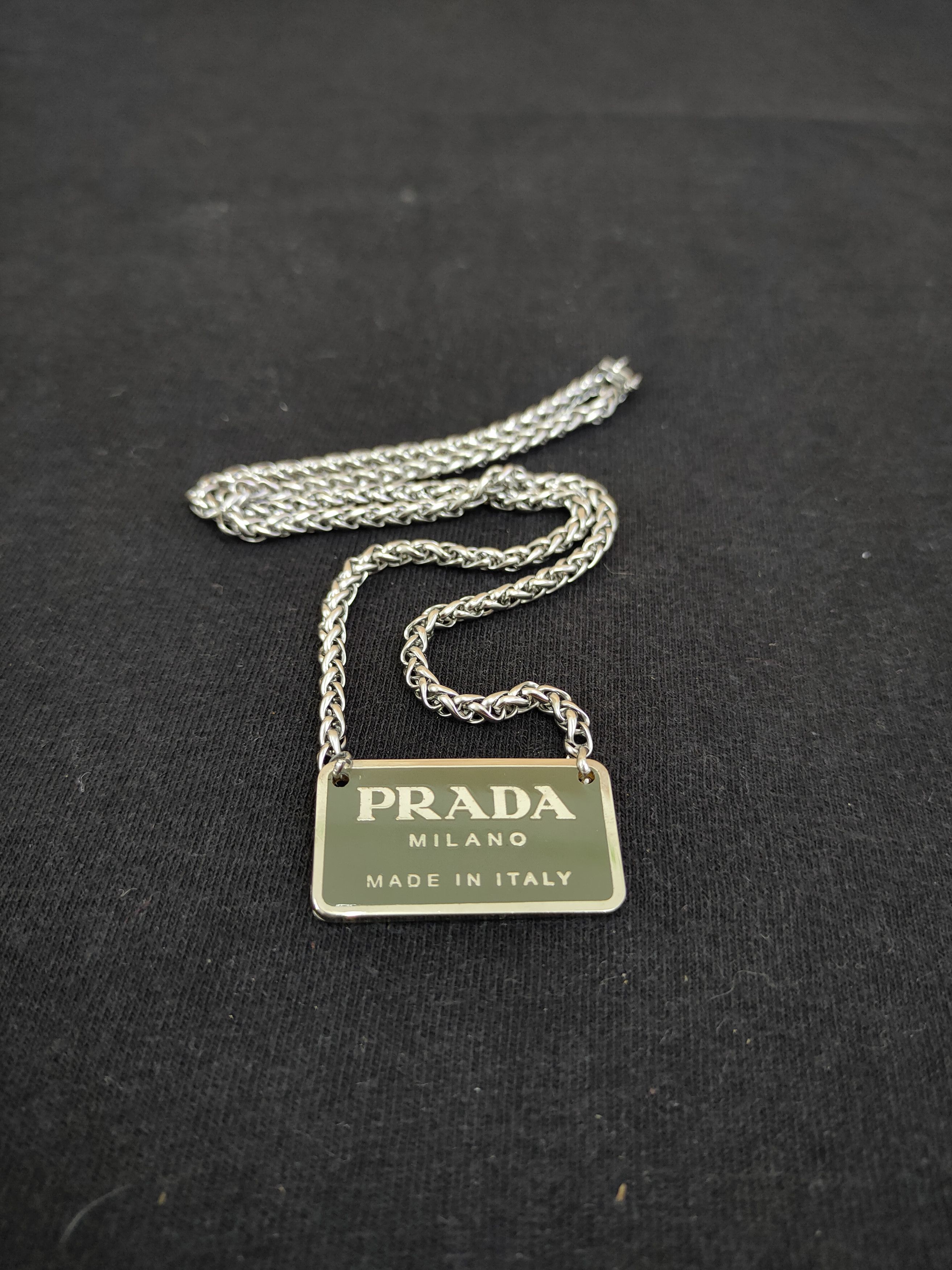 Prada Prada repurposed custom necklace chain silver | Grailed