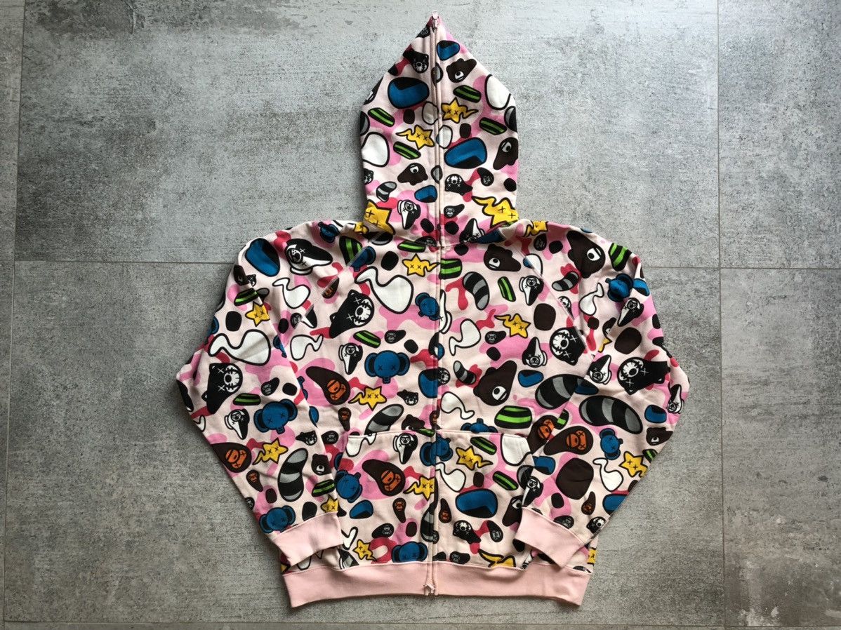 Bape × Kaws A Bathing Ape (BAPE) x Kaws Pink Animal Kingdom Full Zip Up ...