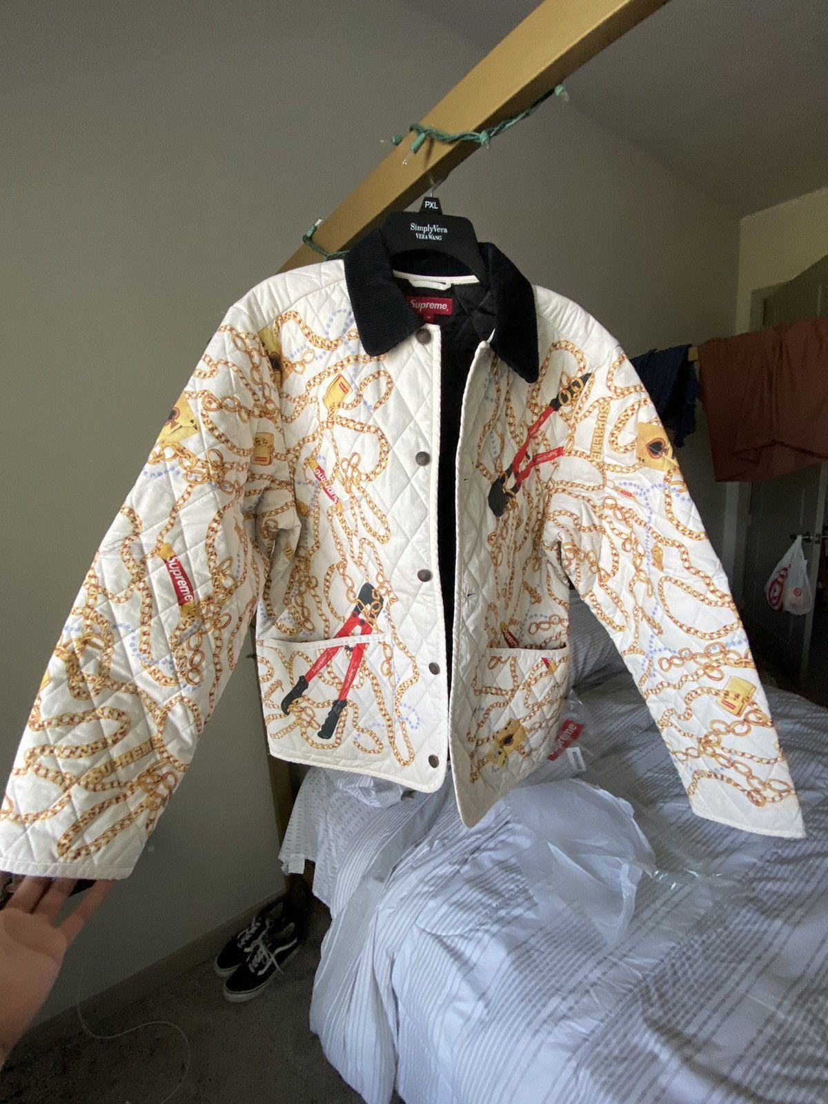 Supreme Supreme Chains Quilted Jacket- White (FW20) | Grailed