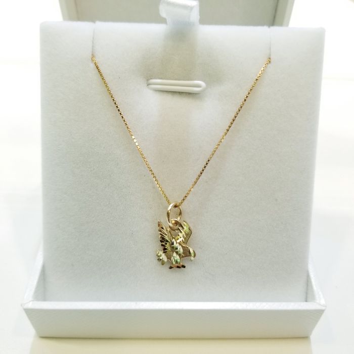 10k Solid Gold 10K Gold Eagle 20" Necklace with Chain Solid Gold Italy ...