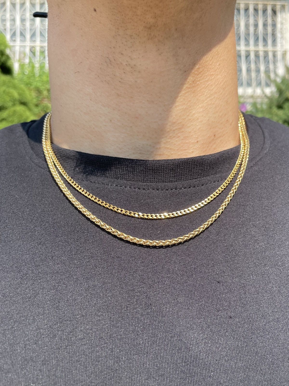 Jewelry × Vintage Gold 3mm Cuban Link Chain + Wheat Necklace Set | Grailed