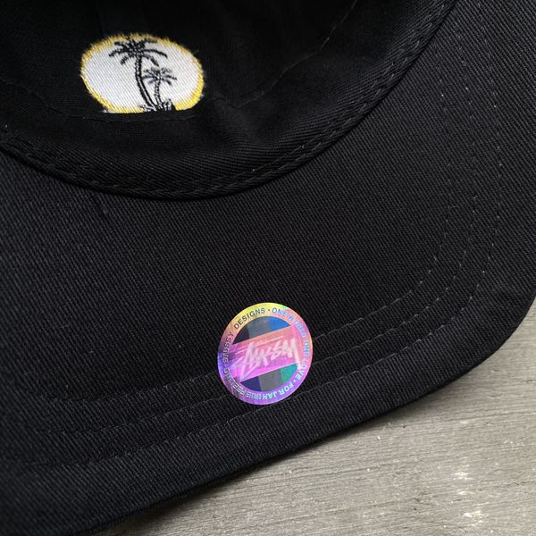 Vintage STUSSY PALM TREE PRINT BLACK | Grailed