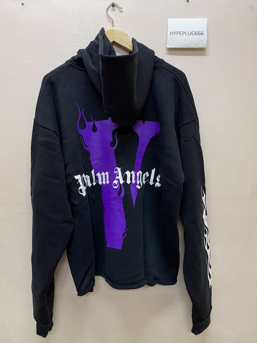 Vlone Vlone x Palm Angels Hoodie Black Purple | Grailed