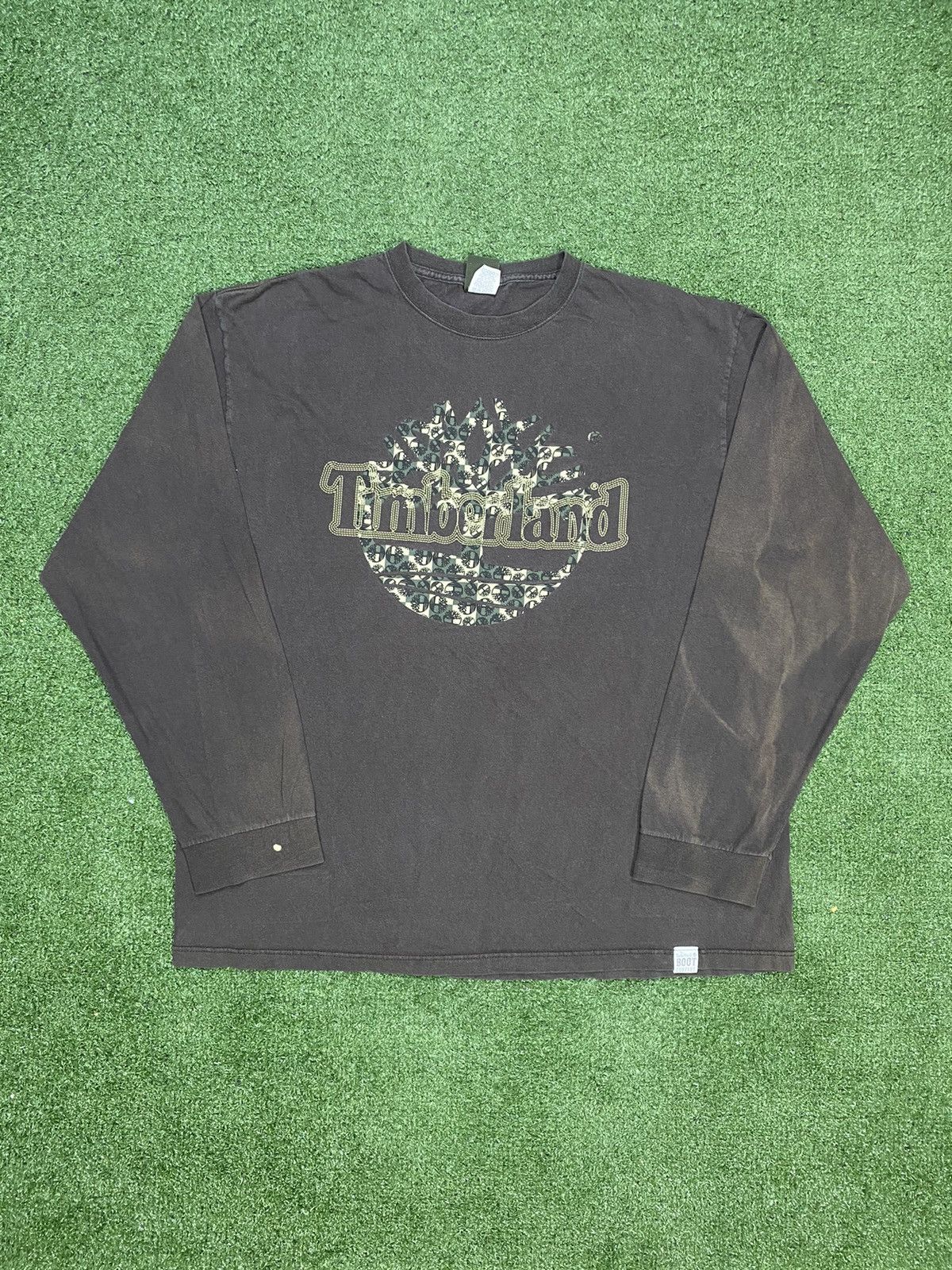 Timberland 1990s sun faded timberland printed logo graphic longsleeve ...
