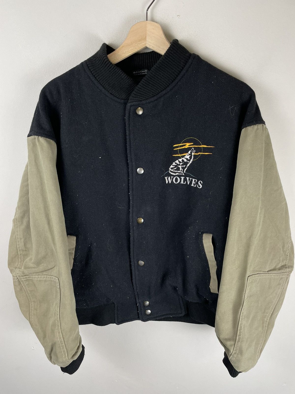 Animal Tee × Varsity Jacket × Vintage Vintage Wolves Moon Varsity ...