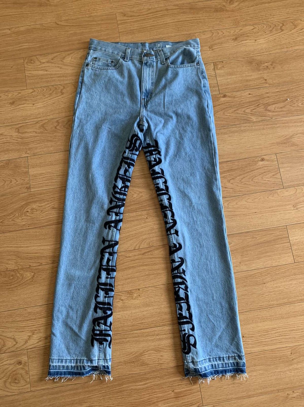 Custom “Fallen Angels” Embroidered Denim 30x32 *Vlone Inspired* | Grailed