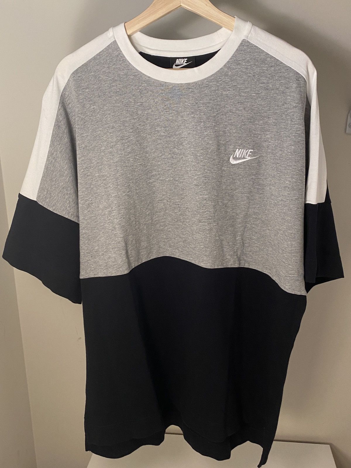 Nike Nike Sportswear Tri-Color Patch Work Tee black/grey/white | Grailed