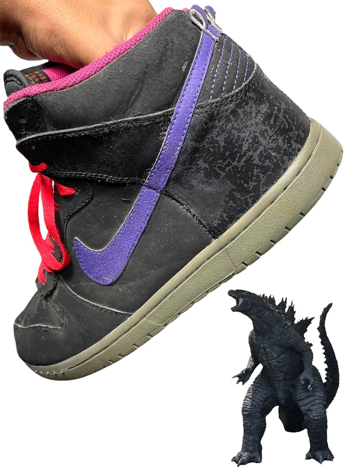 Nike × Streetwear × Vintage Vintage Nike Dunk High Godzilla Black Court ...