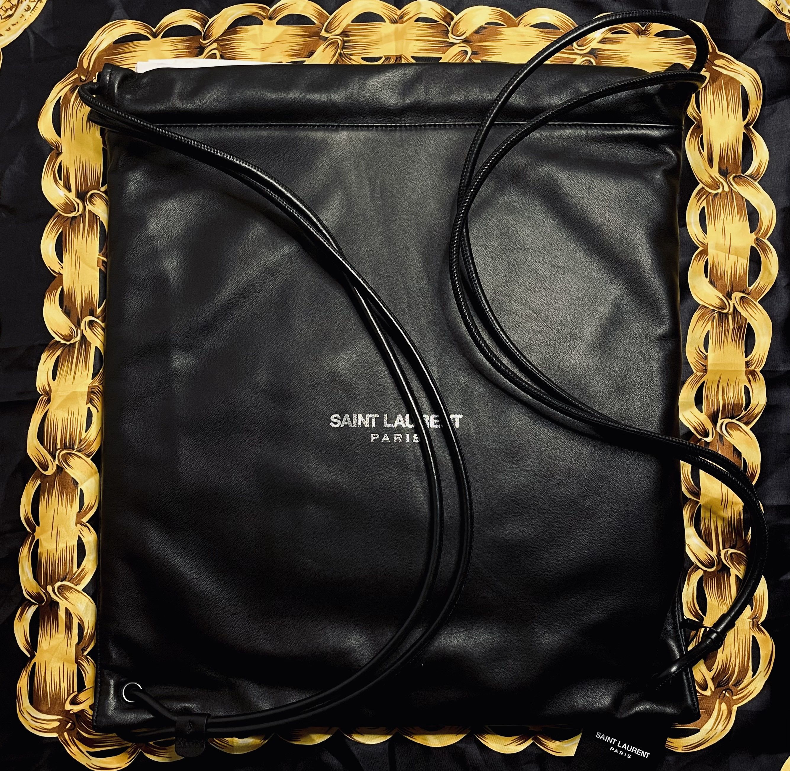 Saint Laurent Paris YSL Drawstring Logo Bag | Grailed