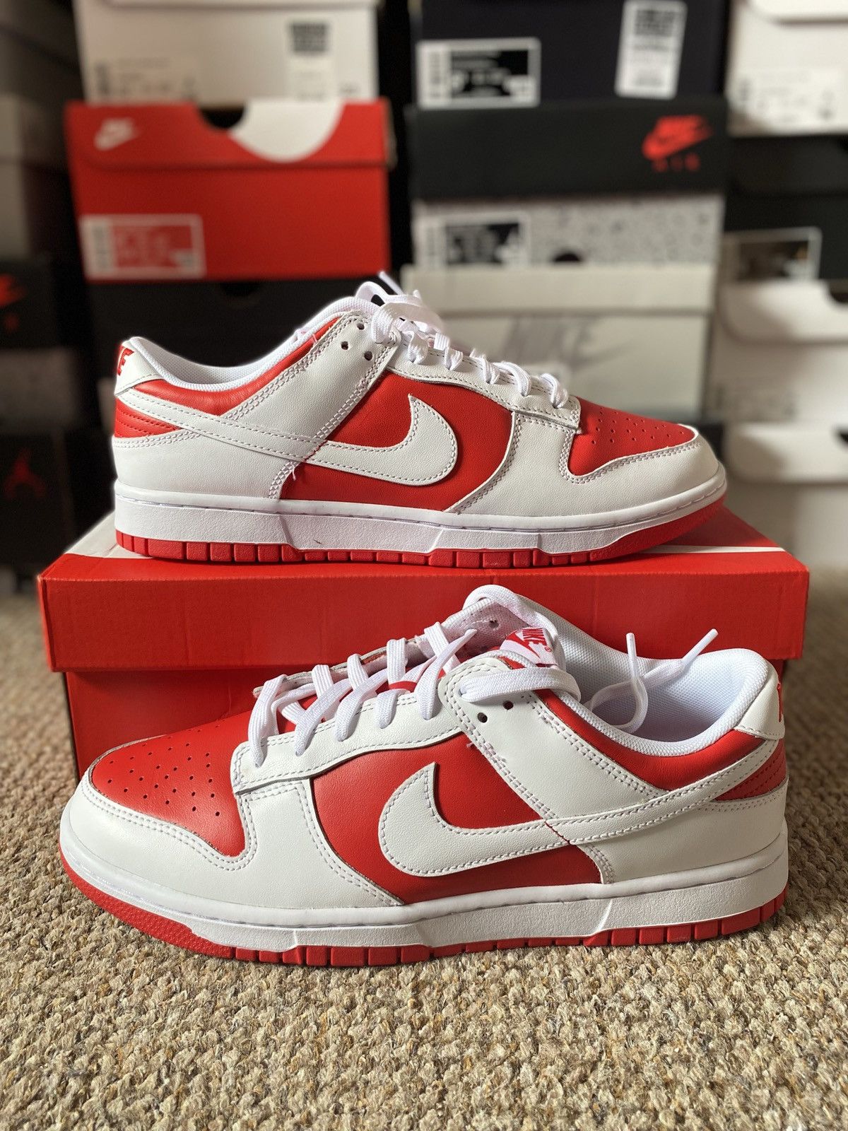 Nike WHITE & RED Nike Dunk Low University Red Low Top Sneaker | Grailed