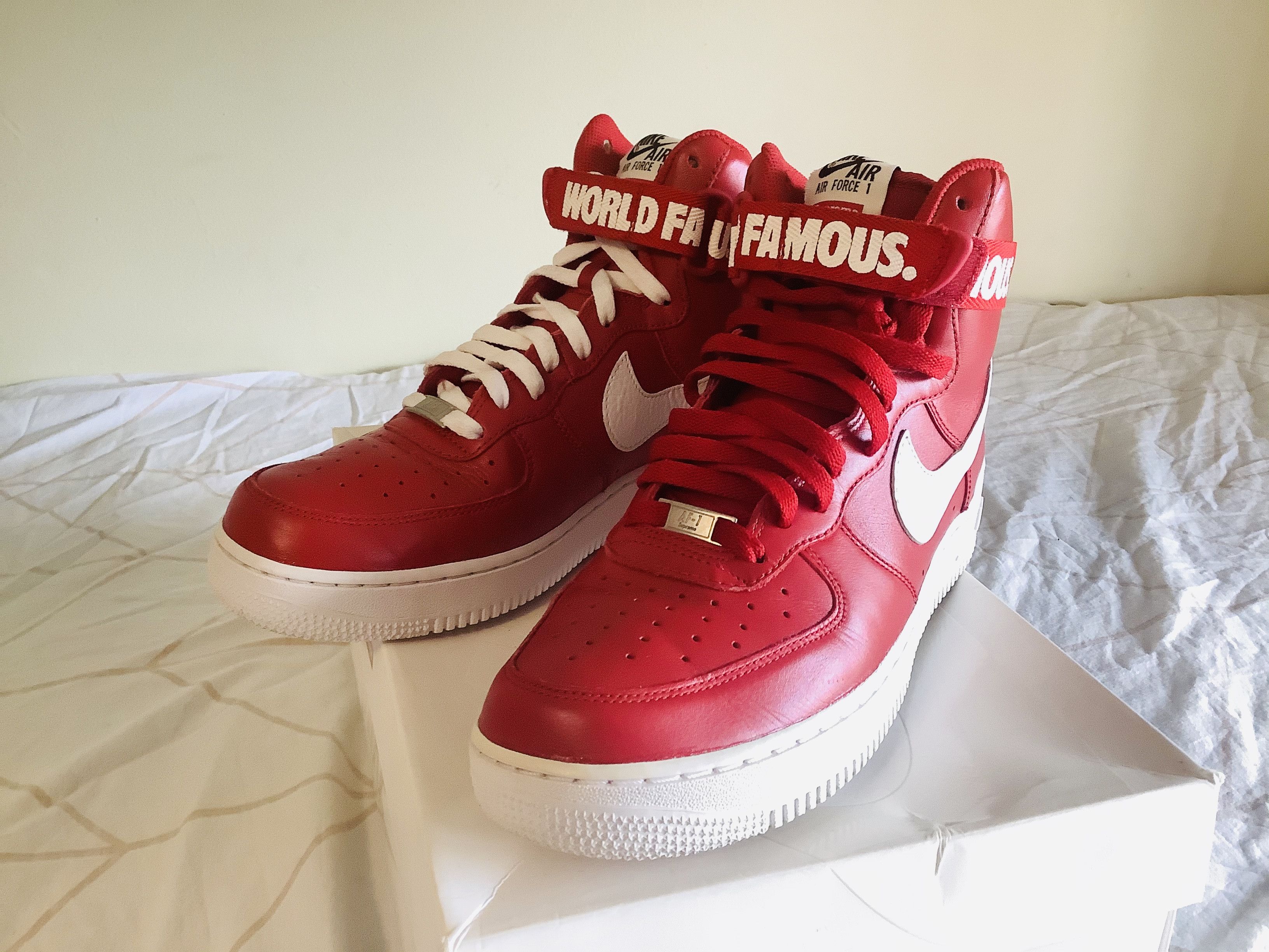 Nike × Supreme Air Force 1 High supreme red world famous | Grailed
