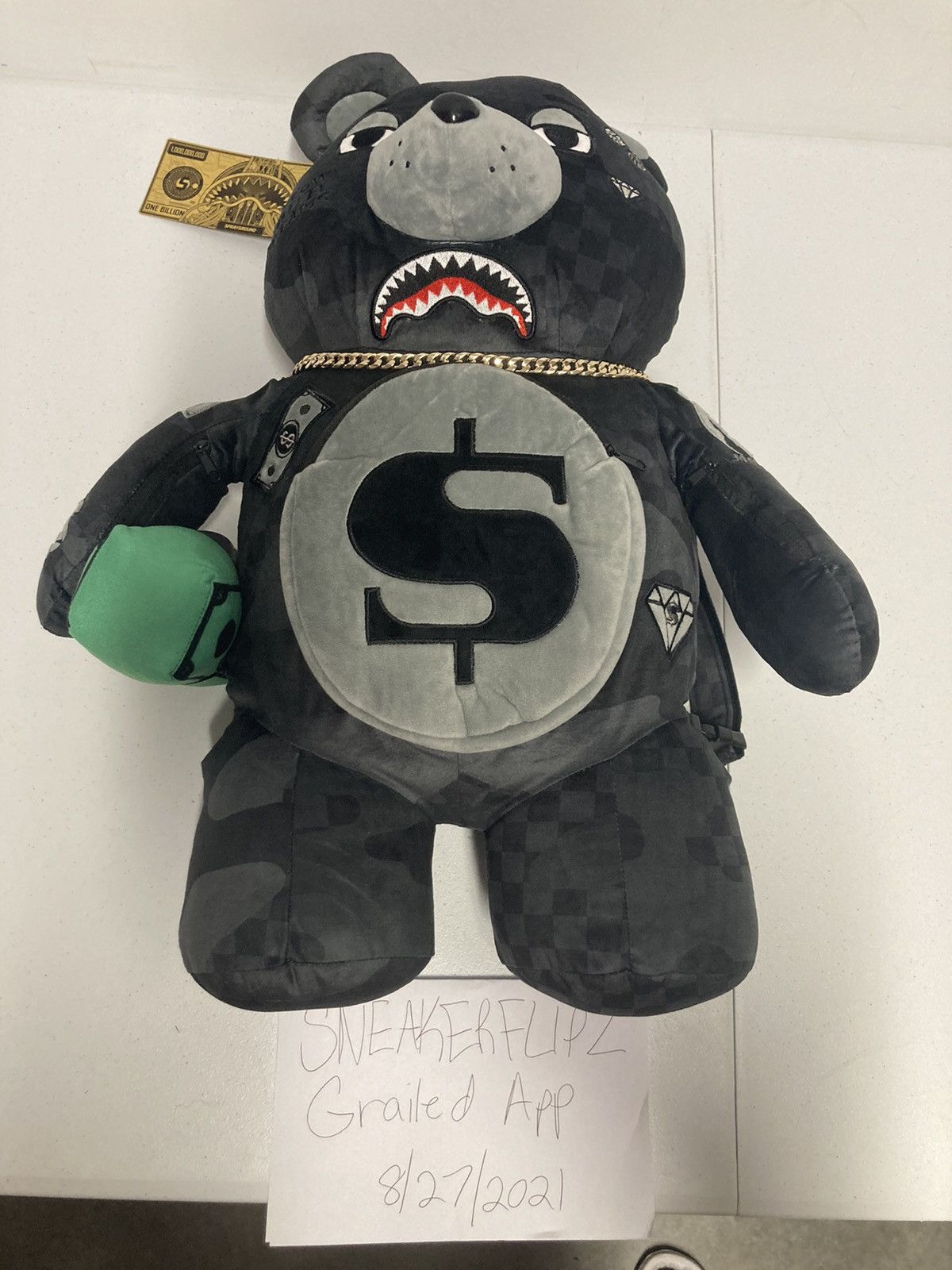 Sprayground Teddy Bear Money Backpack Black Grey LIMITED EDITION New ...