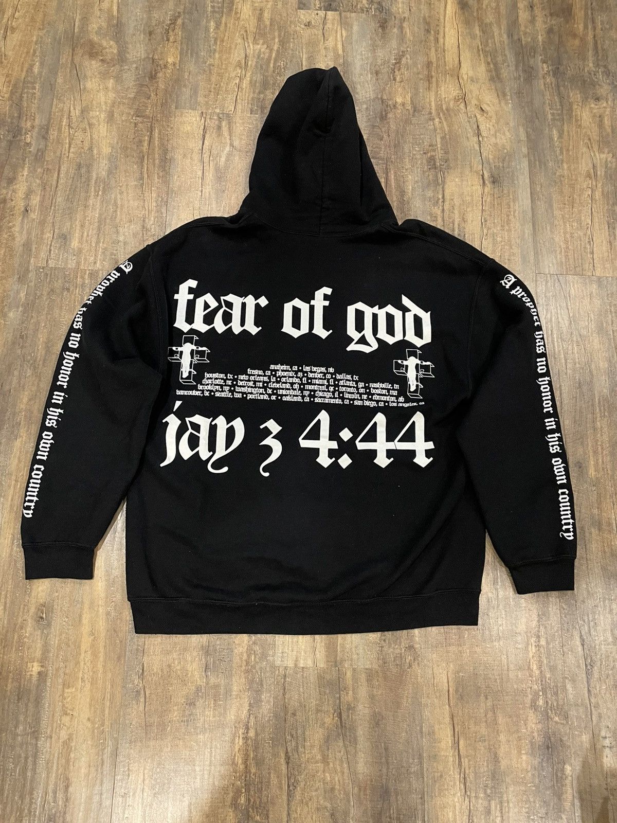 Fear of God Fear Of God Jay Z 4:44 Tour Black Logo Hoodie | Grailed