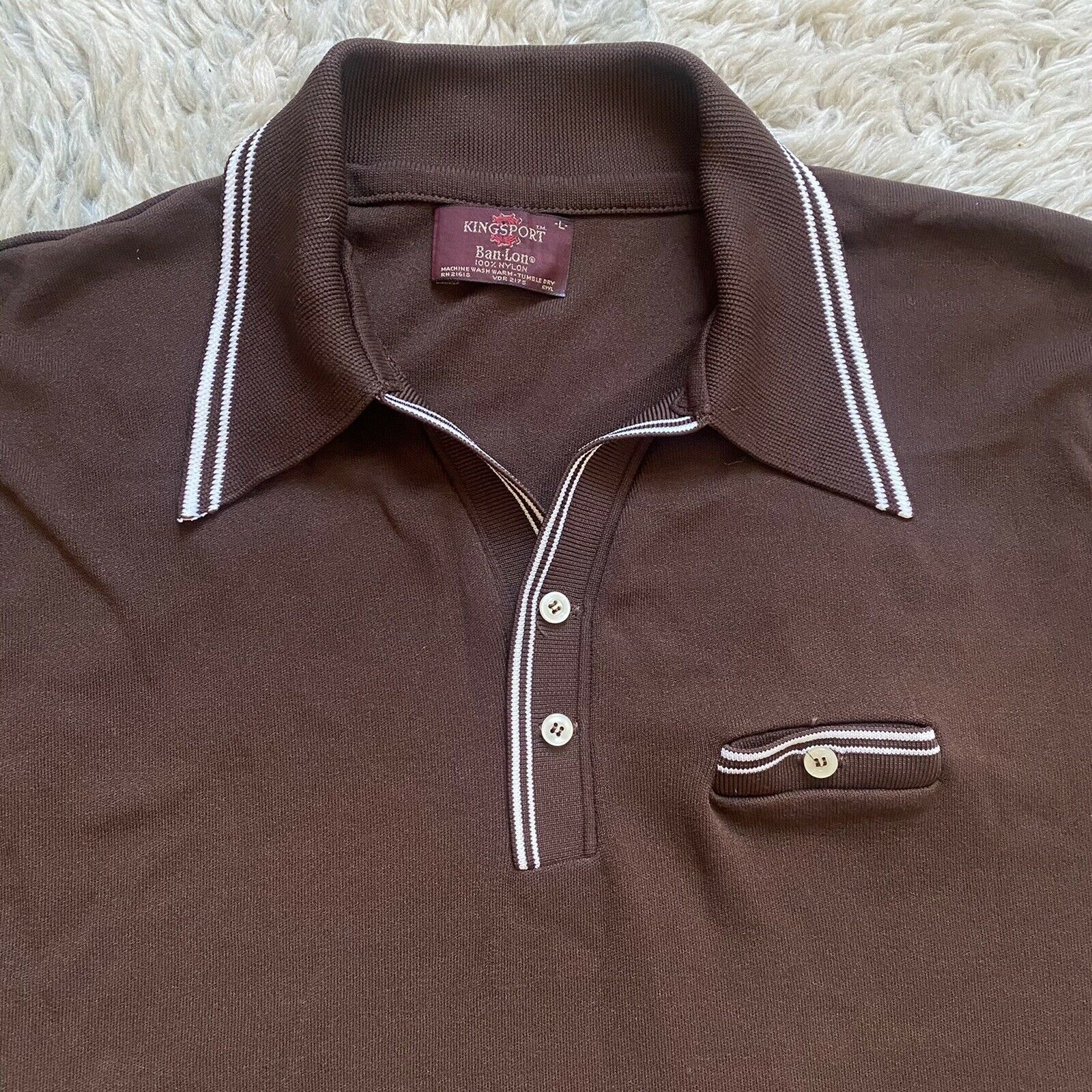 Vintage 60s 70s Kingsport Large Brown Ban Lon Short Sleeve S | Grailed