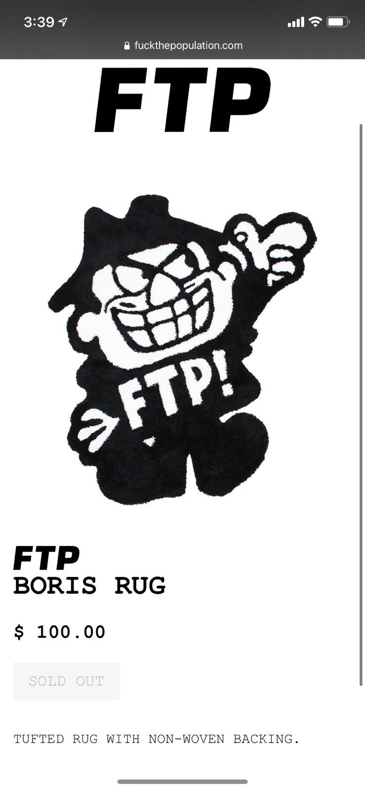 Fuck The Population FTP Boris Rug | Grailed