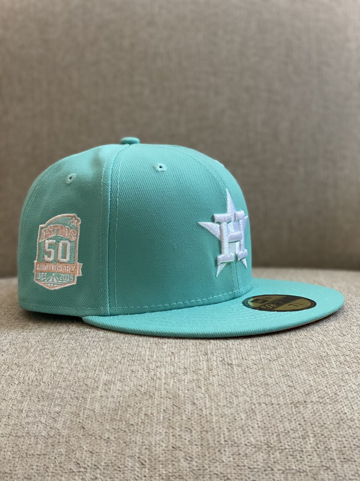 Lids × New Era Lids Houston Astros 50th Anniversary Patch Mint Peach 7 ...