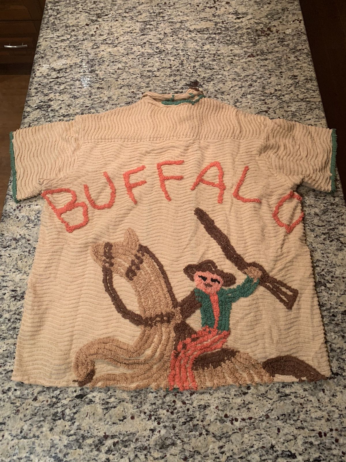 Bode Bode Chenille Cowboy Buffalo Short Sleeve Button Up. | Grailed