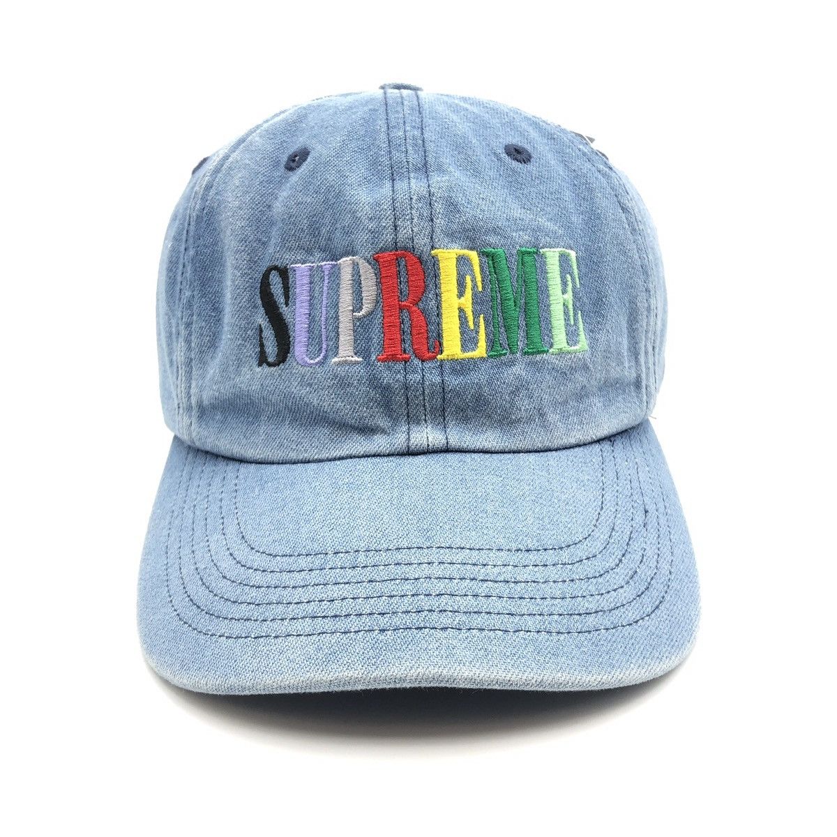 Supreme FW20 Supreme Multi Color Logo 6-Panel Light Denim Hat Cap | Grailed
