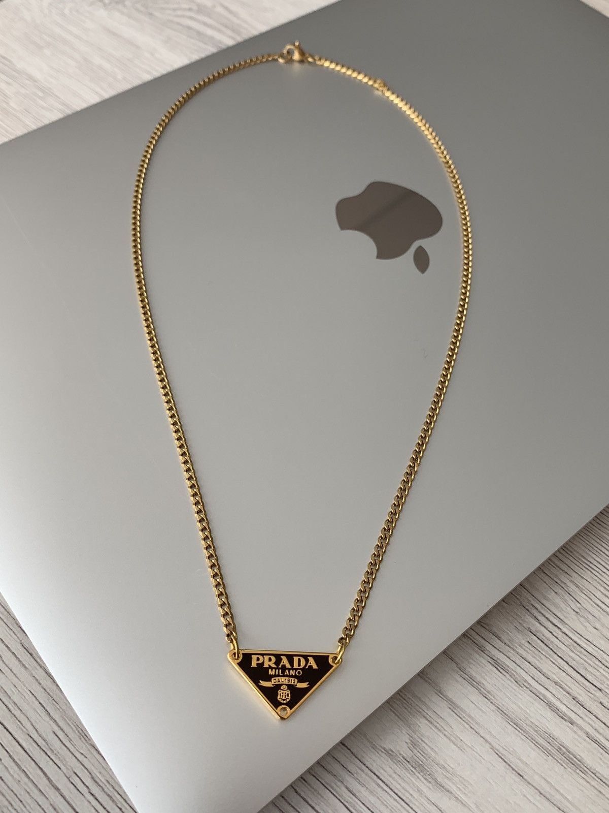 Custom × Prada Prada Necklace Chain MINI pedant triangle gold ...