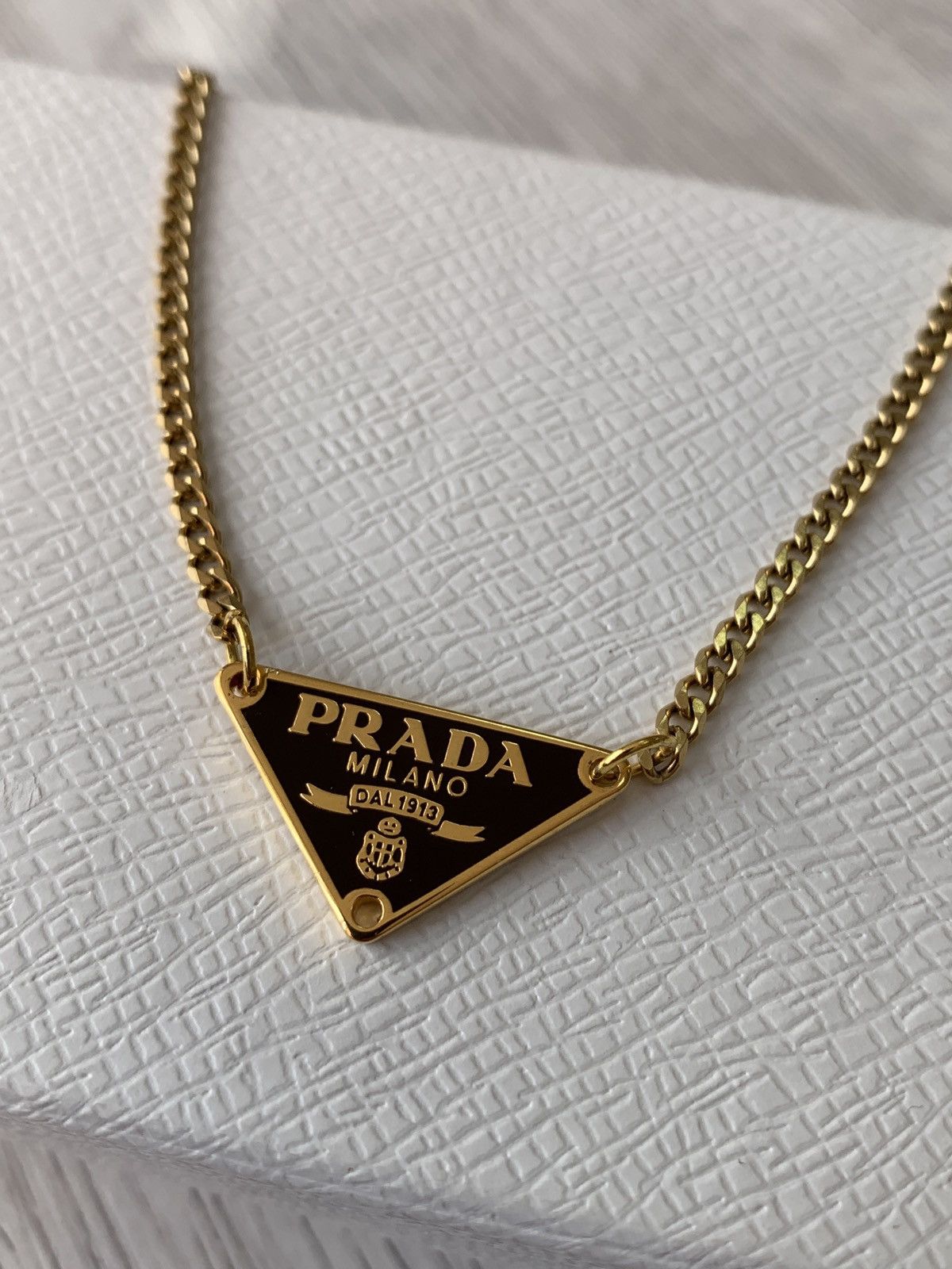 Custom × Prada Prada Necklace Chain MINI pedant triangle gold ...