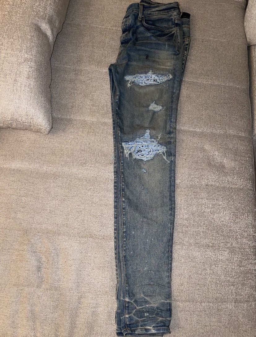 Amiri Exclusive MX1 Baby Blue Bandana Jean | Grailed