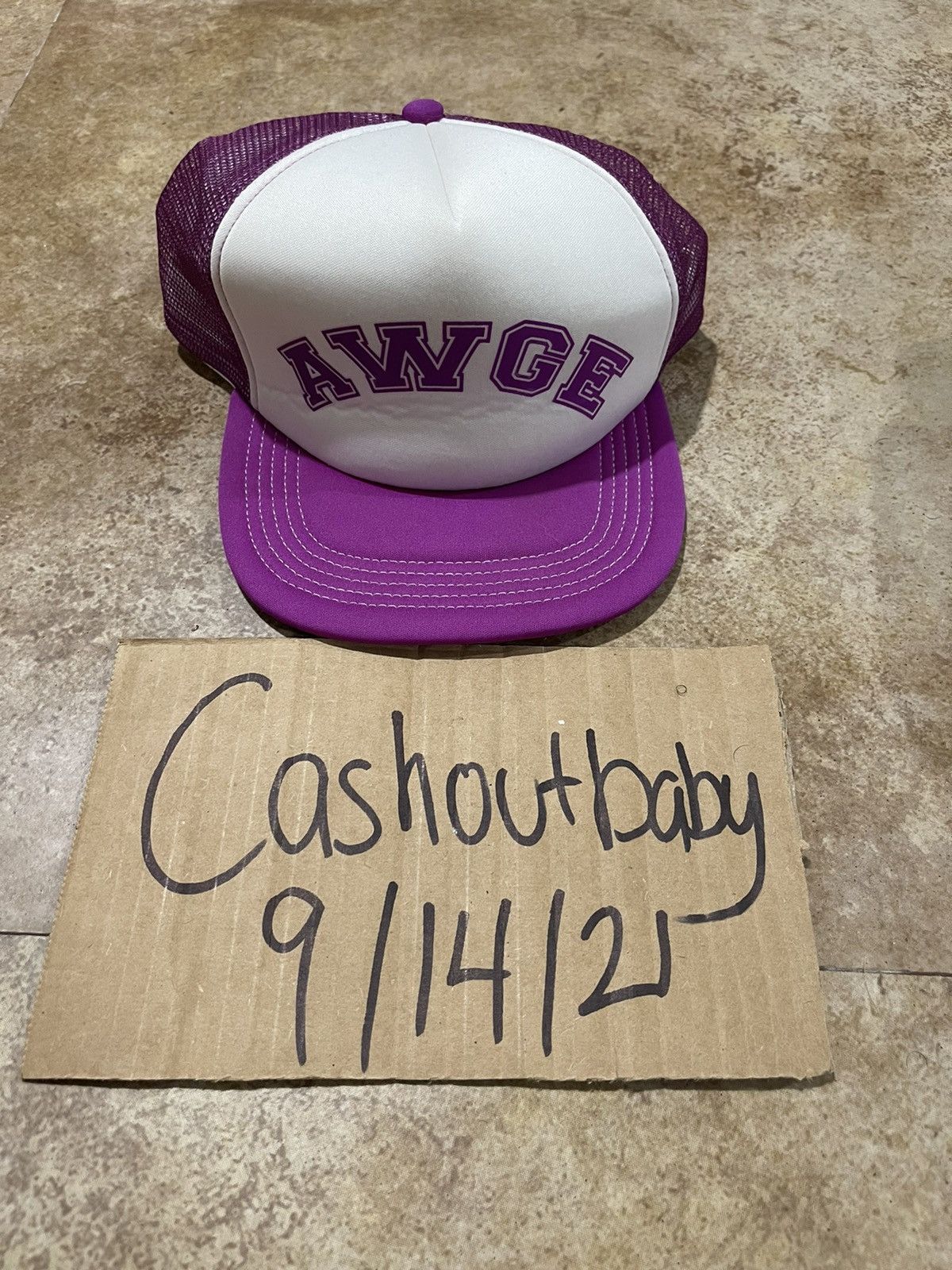 AWGE Awge Trucker Hat White/Purple | Grailed