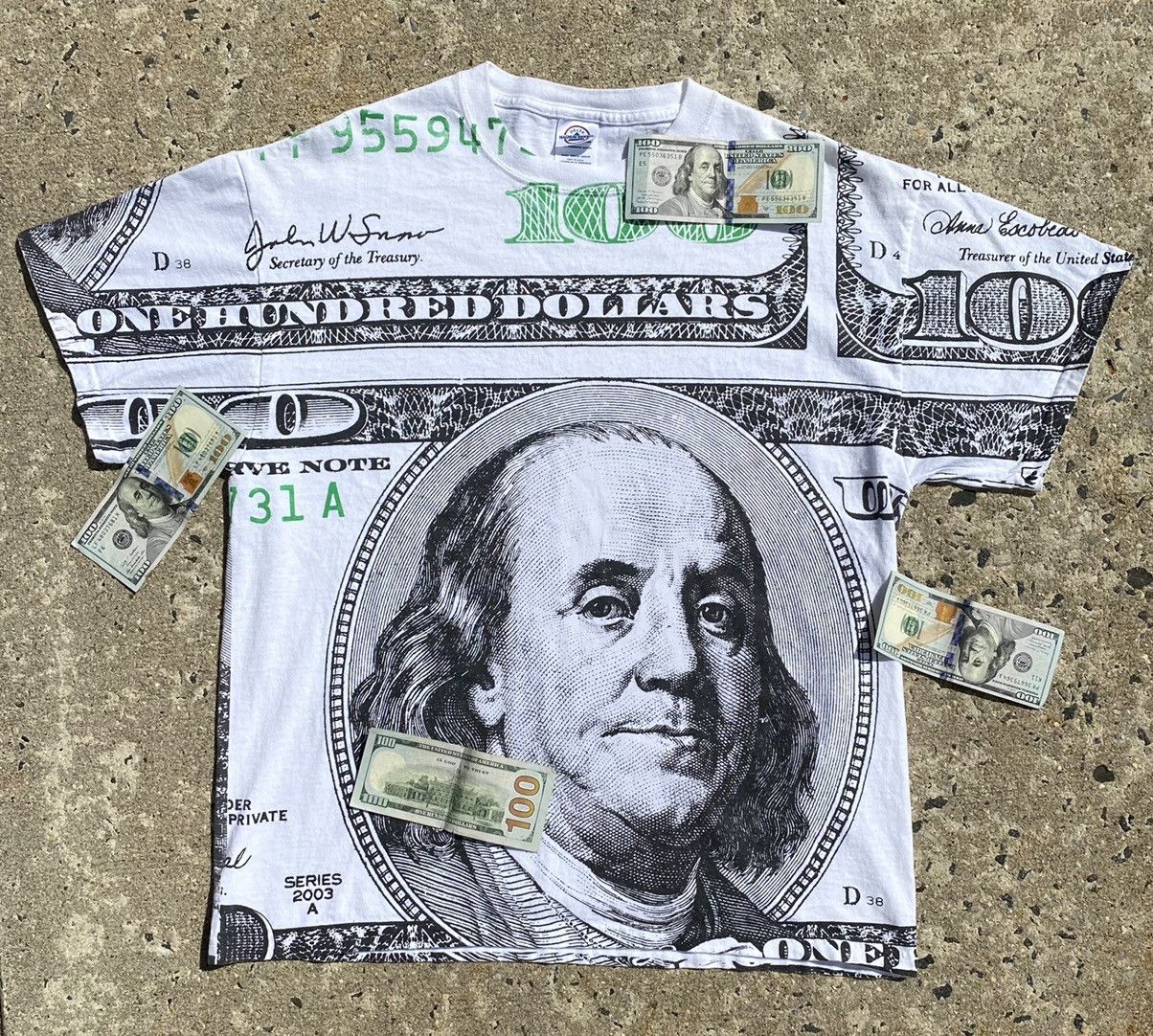 Vintage Vintage 90s 100 Dollar Bill Money Cash All Over Print | Grailed
