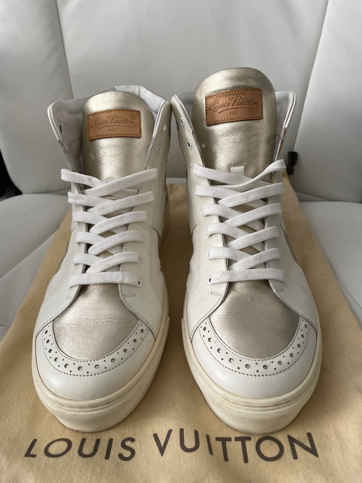 Louis Vuitton × Vintage Louis Vuitton Vintage High Top LV white/gold ...