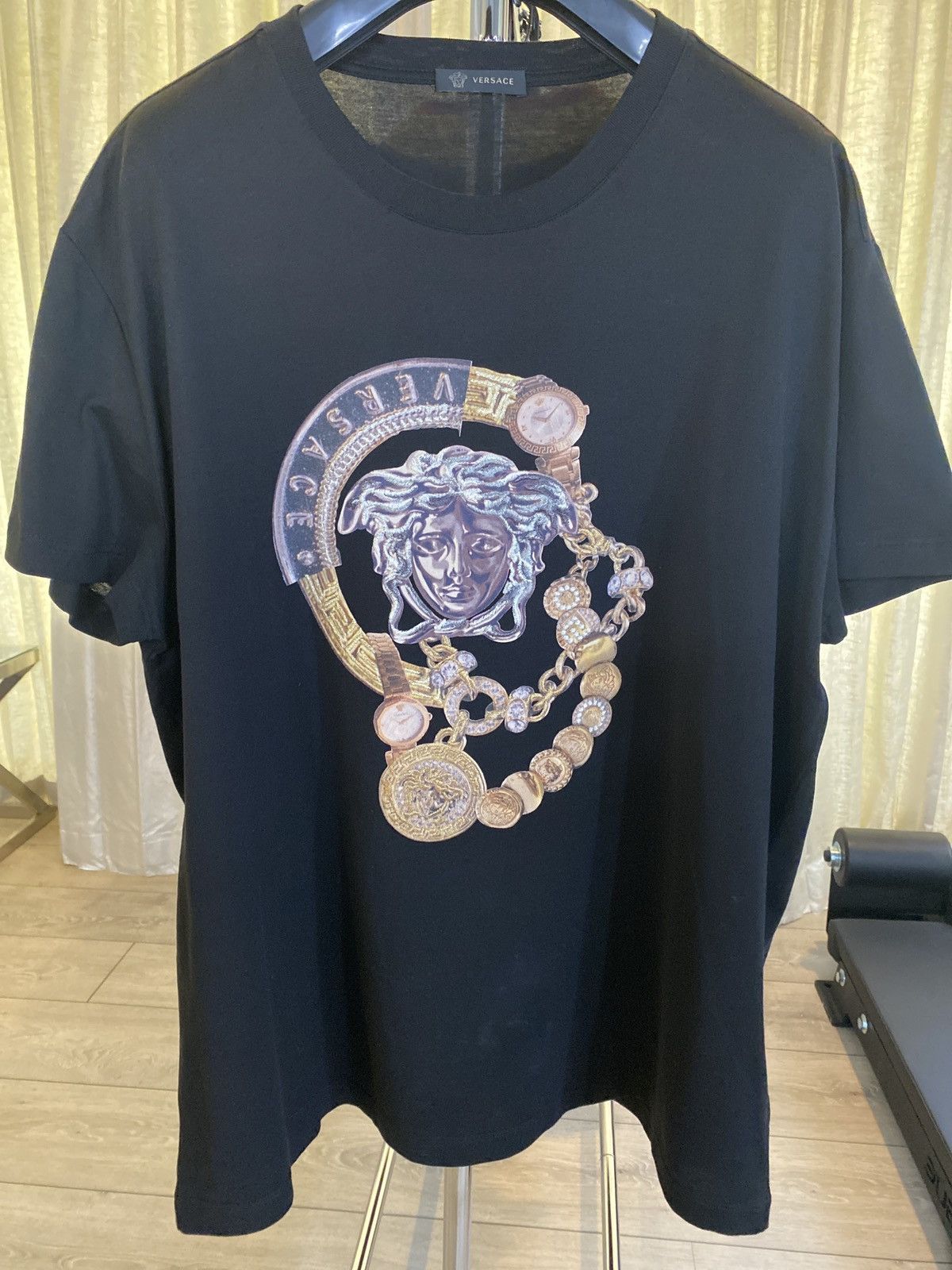 Versace Versace Black Gold Thread Tshirt | Grailed