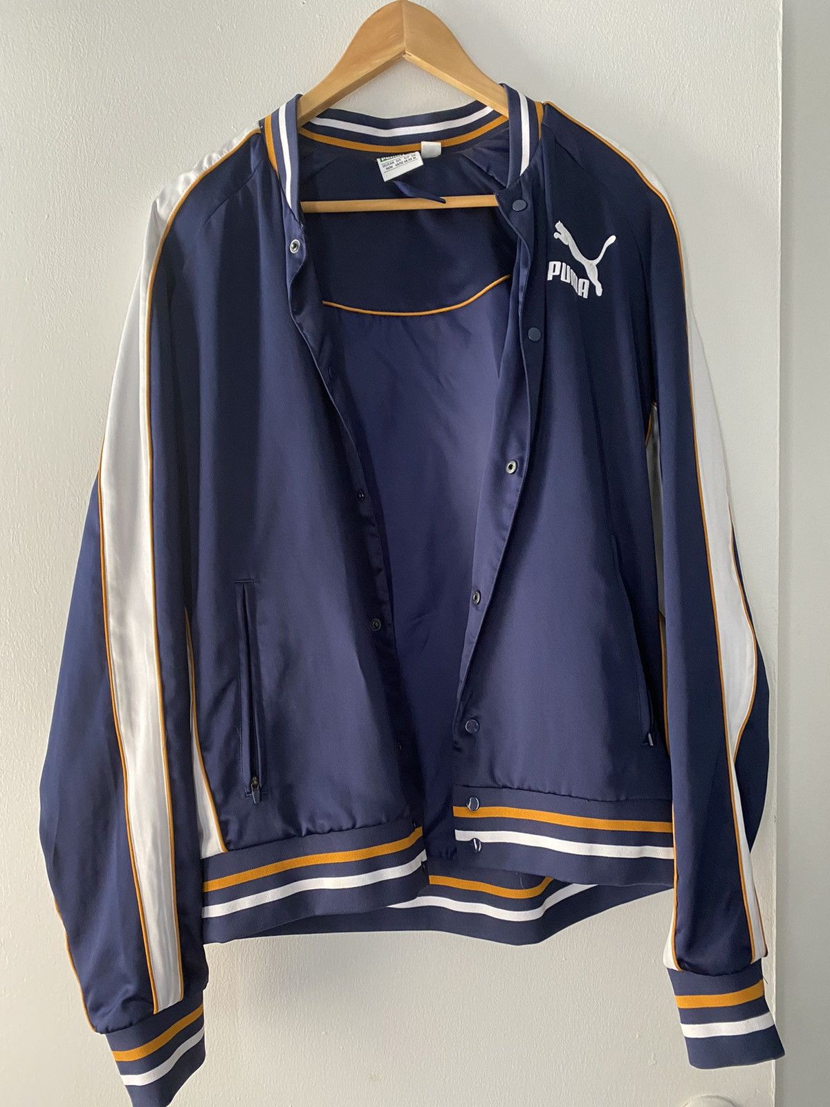 Puma Super Puma Satin Bomber Jacket snap buttons M | Grailed
