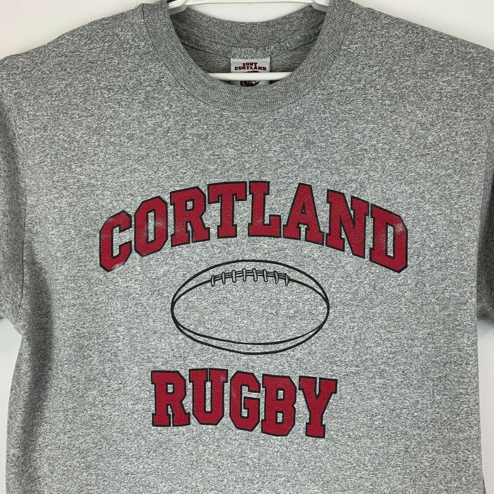 Vintage Vintage 1990s SUNY Cortland Rugby Large T Shirt Red Dragons ...