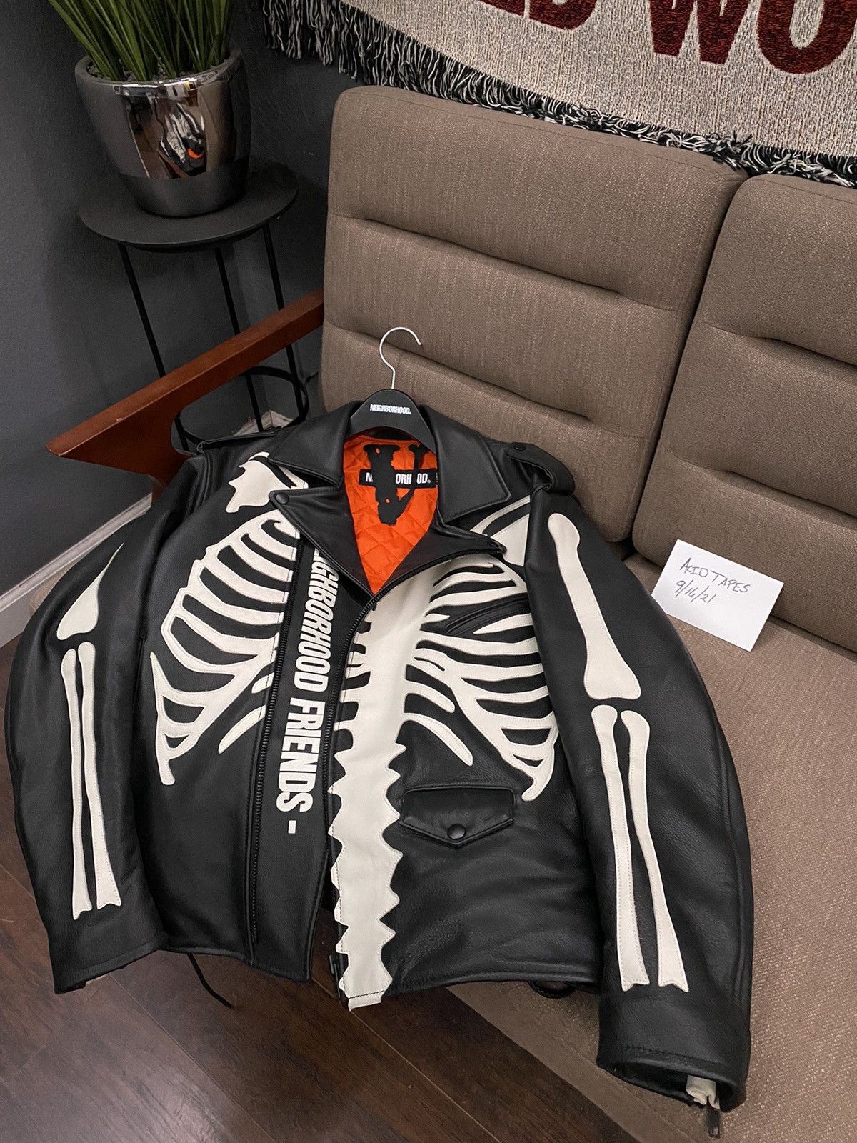 Vlone Vlone x neighborhood leather bones jacket | Grailed