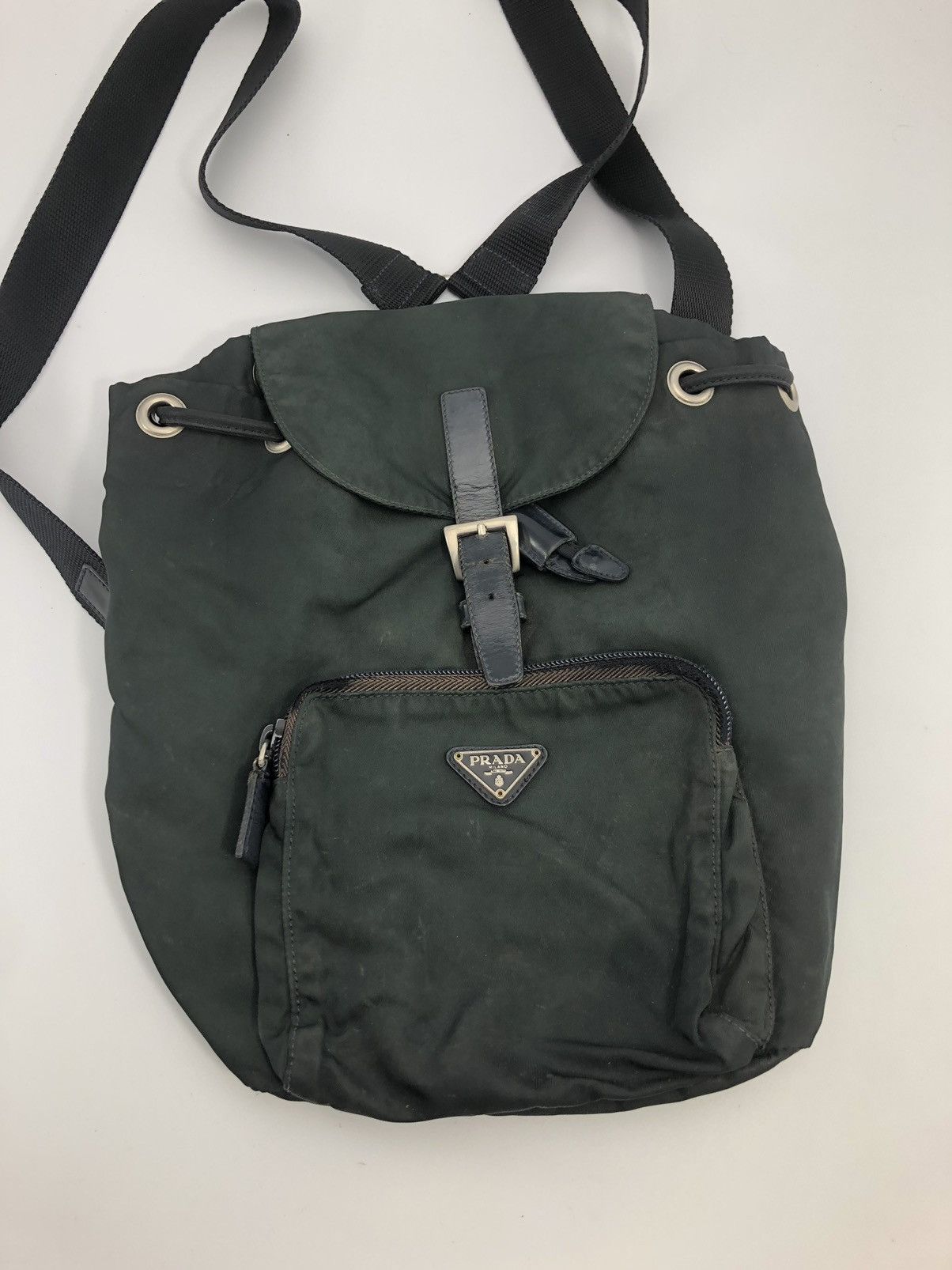 Prada Authentic Vintage Prada Mini Backpack Olive Green | Grailed