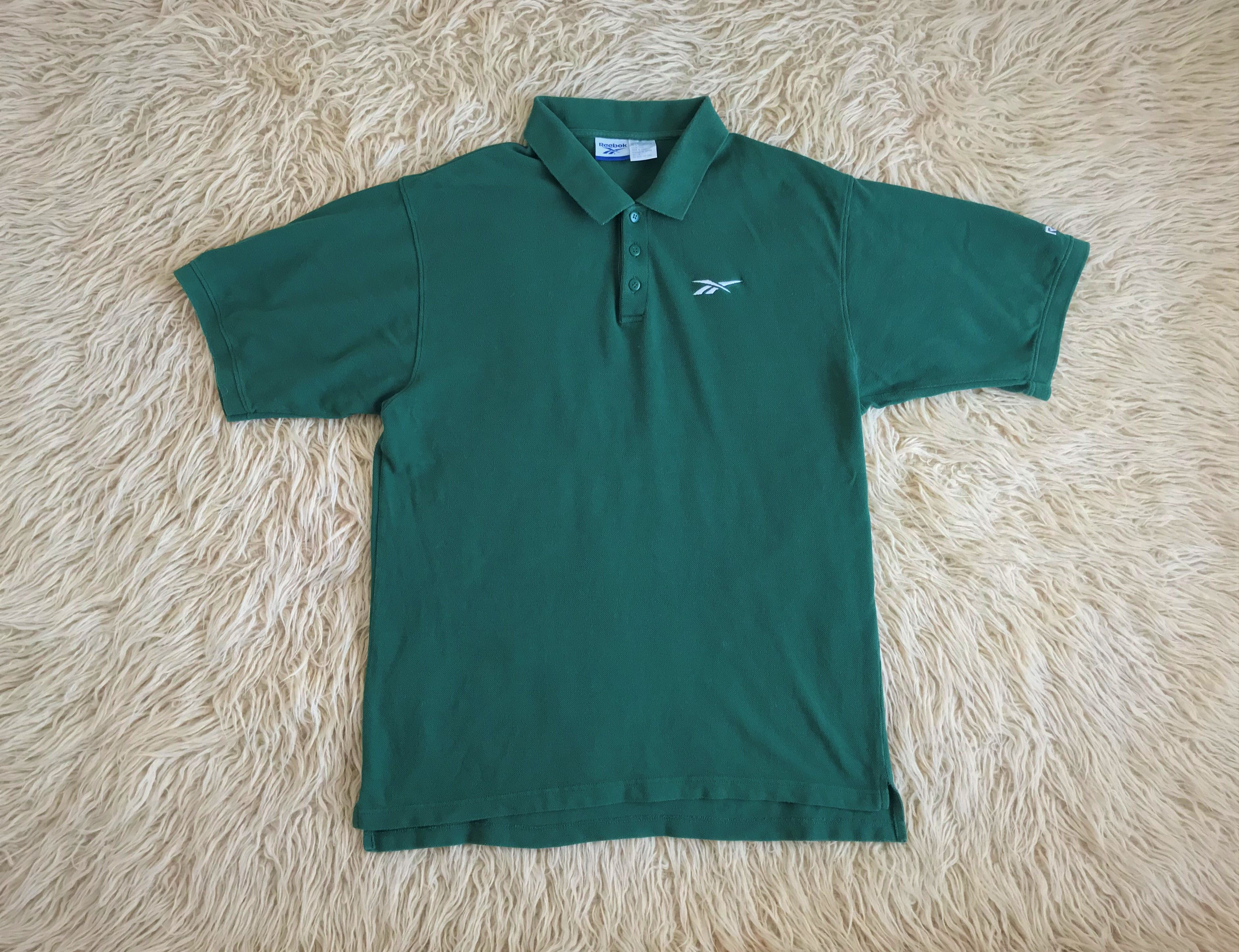 Reebok × Vintage Vintage 90s REEBOK polo shirt Oversize Green / sz L ...