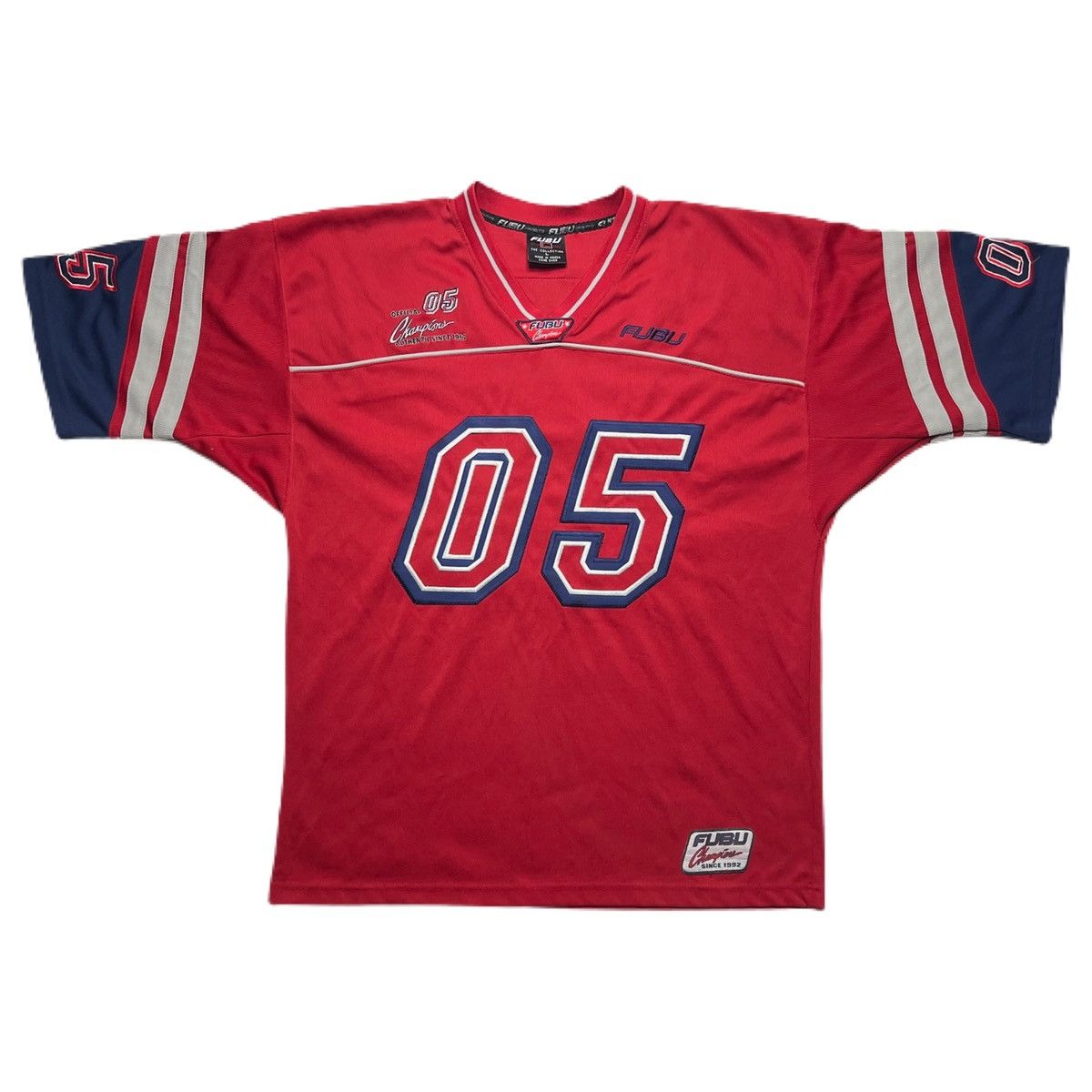 Vintage Vintage Fubu Champions Football Jersey #05 Red Blue 90s 00s ...