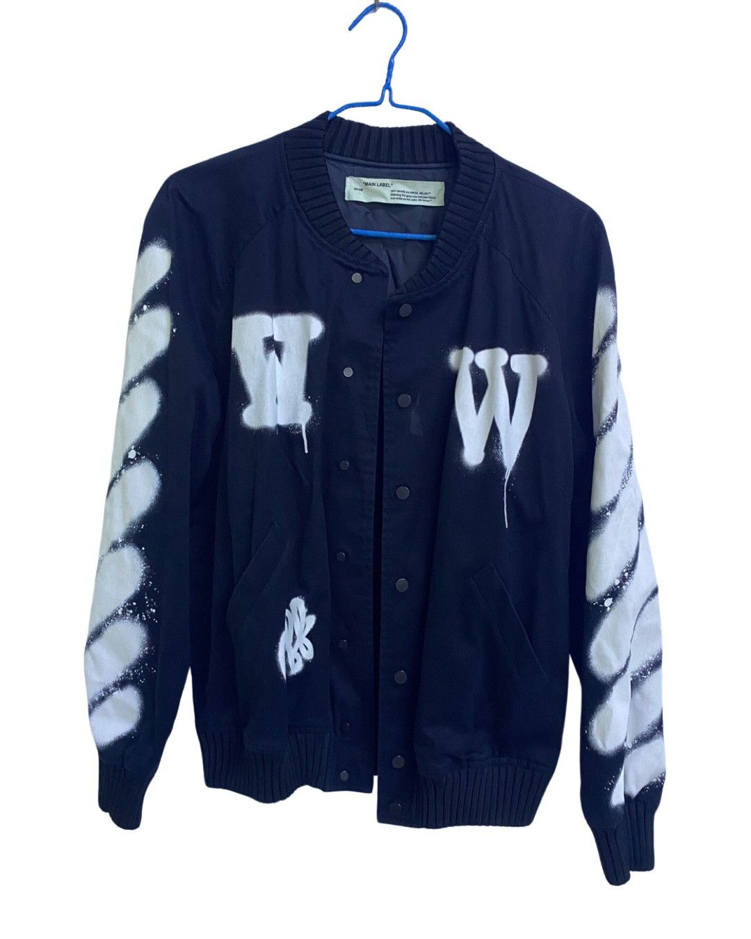 Off-White Off-White Spray Paint Logo Varsity Jacket | Grailed