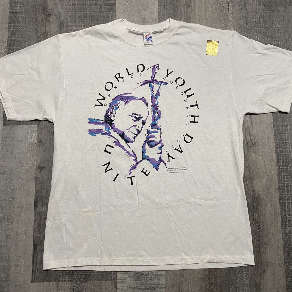 Vintage Vintage Jerzeez 1993 World Youth Day Denver Colorado 90s Tee ...